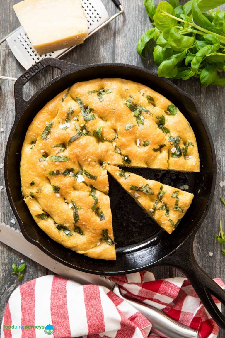 Easy Basil Focaccia - Food and Journeys®